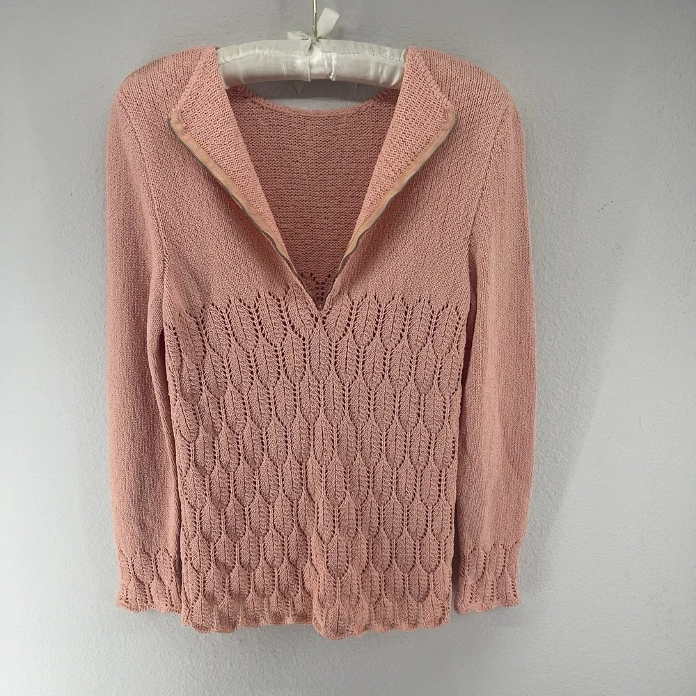 Handmade | Sweaters | Vtg 7s Balletcore Hand Knit Sweater Pink M Clean ...